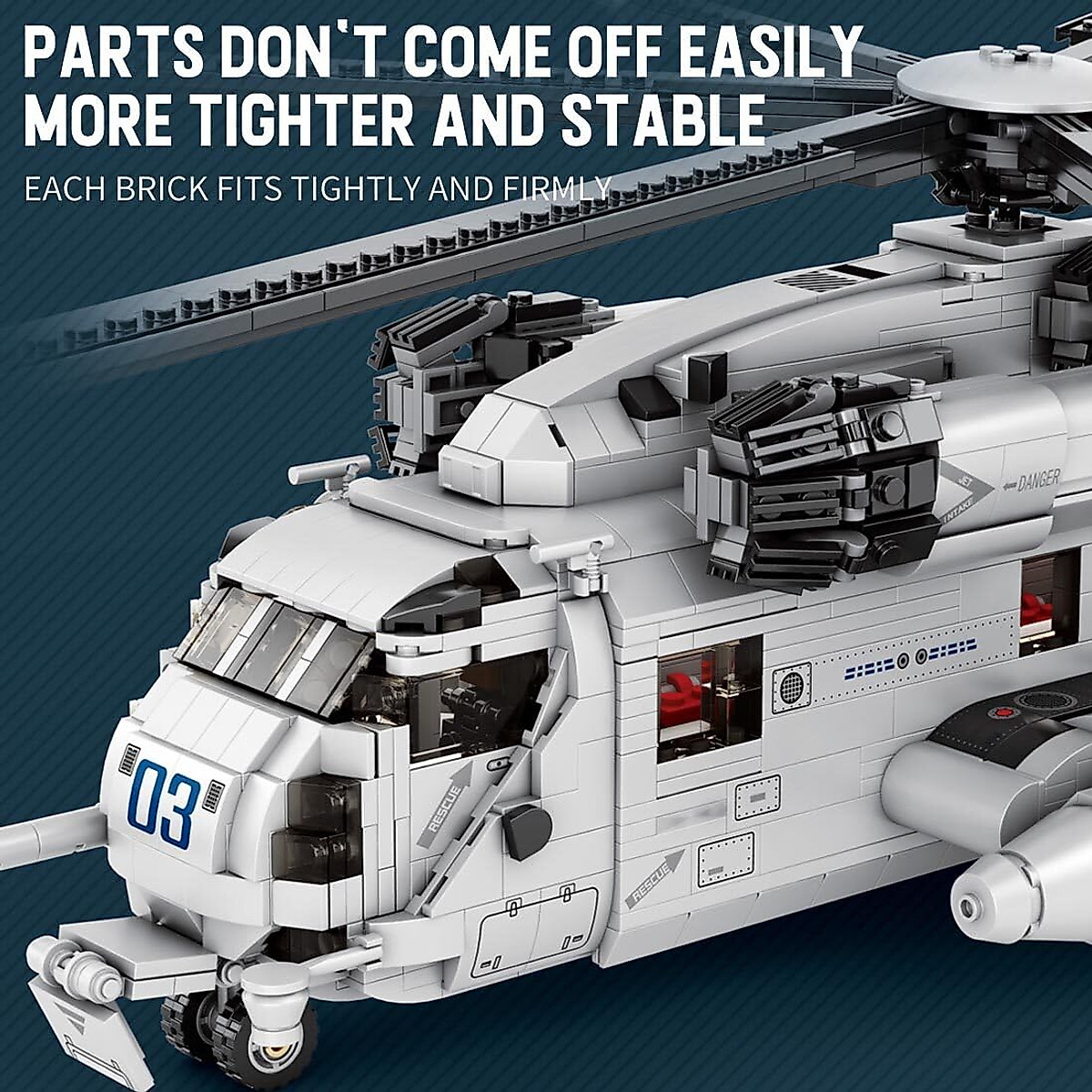 Mocsage Modern Military Helicopter Modular Building Blocks Set, 2192Pcs 1/35 for Sikorsky CH-53E Super Stallion Airplane Cosntruction Toys for MOC Lovers