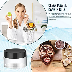 Aoriher 150 Pcs Plastic Container Jars with Lids Round Cosmetic Jars Empty Plastic Jars for Lotion, Cream, Ointments, Makeup, Eye Shadow, Rhinestone, Samples, Pot, Travel Storage (Black,1 oz)