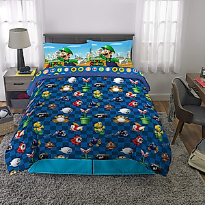 Franco Kids Bedding Super Soft Comforter and Sheet Set, (5 Piece) Full Size, Mario