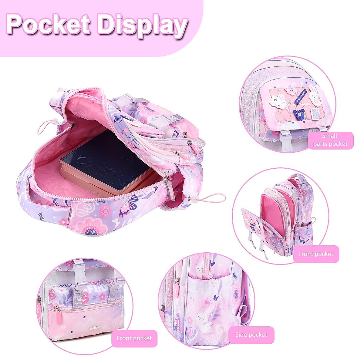 Robhomily Unicorn Sequins Girls Backpack with Lunch Box Set for Elementary School,17” Sparkly Bling School Backpack for Girls with Lunch Bags Set