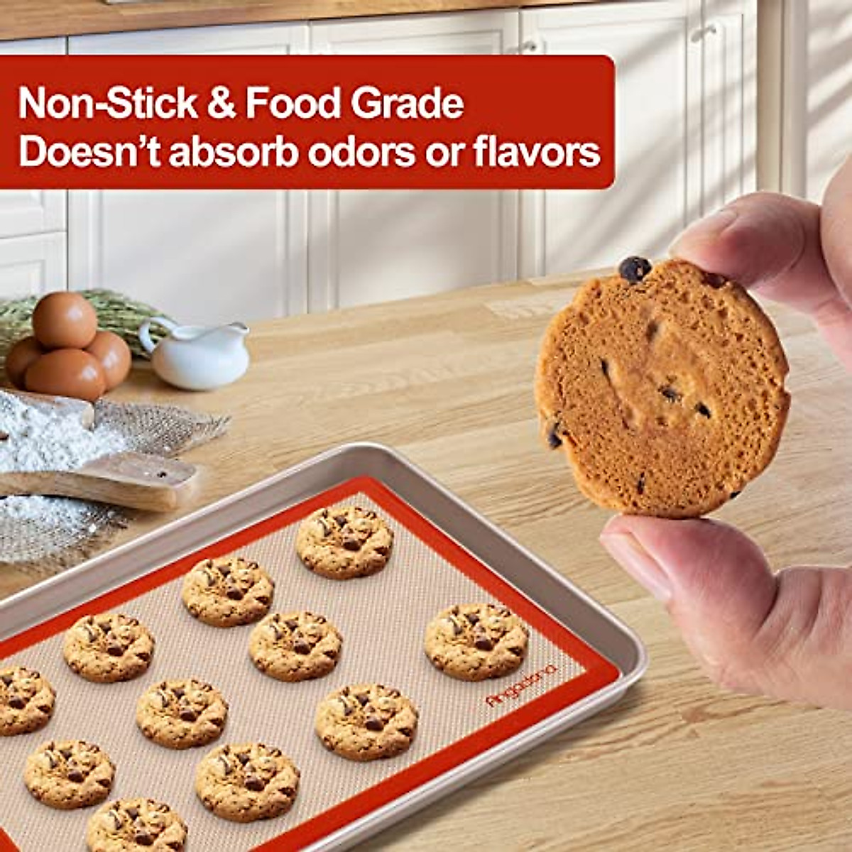 Silicone Baking Mat Set of 6, Easy Clean & Non-Stick Food Grade Reusable Baking Mat, Silicon Baking Mats Oven Liner Sheet, Round & Square Cake Mat, Pastry Board Rolling Dough Mats for Macaron Cookie
