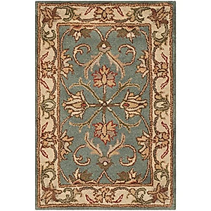 SAFAVIEH Heritage Collection Accent Rug - 2' x 3', Blue & Beige, Handmade Traditional Oriental Wool, Ideal for High Traffic Areas in Entryway, Living Room, Bedroom (HG811B)