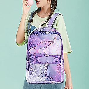 School Backpack for Girls Teens Bookbag Set Tie Dye Kids Backpack 3 In 1,School Bags with Lunch Box Pencil Case(Tie Dye Purple)