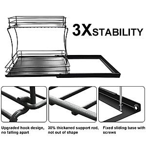 Pull Out Cabinet Organizer, 2-Tier Under Sink Slide Out Kitchen Cabinet Storage Shelves with Sliding Storage Basket Drawers, for Bathroom, Kitchen, Office,Least 13 Inch Cabinet Opening （Black ）