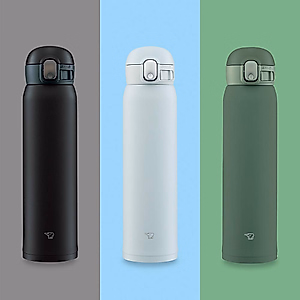 Zojirushi SM-WA60-HL One-Touch Stainless Steel Mug, Seamless, 2.3 gal (0.60 L), Ice Gray