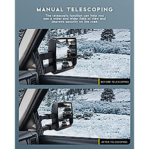 OCPTY Tow Mirror for 2007 2008 2009 2010 2011 2012 2013 2014 for Ford for F-150 Pickup Truck Pair Set Power Heated Puddle Signal Manual Telescopic Towing Mirrors (RH+LH)