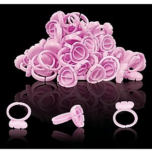 KB Essentials 100pcs Glue Rings for Eyelashes Extension - Lash Extensions Supplies Glue Holder for Lashes Fan – Adjustable, Disposable & Blossom Ring Fanning Cups for Nail Art, Tattoo & Makeup