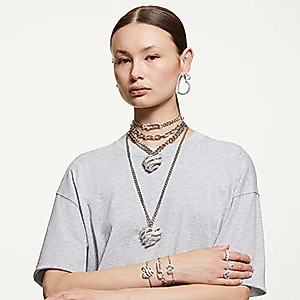 SWAROVSKI Matrix Cocktail Ring, Woven Heart-Shaped Ring with Clear Crystals on a Rhodium finished Setting, Size 5, Part of the Matrix Collection