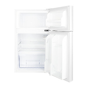 Summit Appliance CP34W ENERGY STAR Certified 19" Wide Counter Height 2-Door Refrigerator-Freezer in White with Cycle Defrost, Adjustable Thermostat, Interior Light