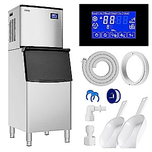 Commercial Ice Maker Machine 400lbs/24H with 300Lbs Large Storage Bin, Industrial Ice Machine with SECOP Compressor,ETL Approval, Scoops Hose Included,Perfect for Bar Restaurant,110V
