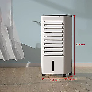 Evaporative Air Cooler,3-IN-1 Windowless Portable Air Conditioner,Oscillation Swamp Cooler and Humidification-Includes Ice Packs-12 Hour Timer&Remote,Ideal for Home, Office, Bedroom, Kitchen