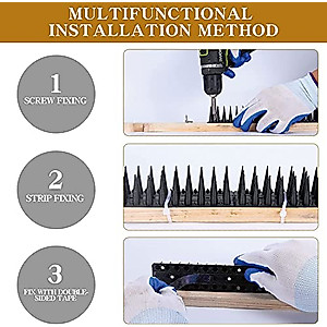 USKICH Bird Spikes 30 Packs Outdoor Cat and Bird Deterrent Spikes, Defender Spikes - Keep Pigeon, Cat & More Birds Away from Fences and Roof, Anti Theft Climb Strips (2023 Upgraded | 42.3 feet)