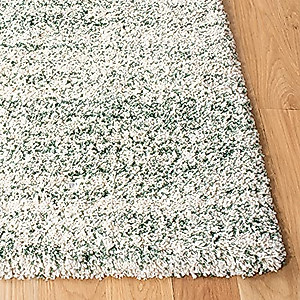 SAFAVIEH Hudson Shag Collection 5'1" x 7'6" Ivory / Green SGH295X Modern Abstract Non-Shedding Living Room Bedroom Dining Room Entryway Plush 2-inch Thick Area Rug