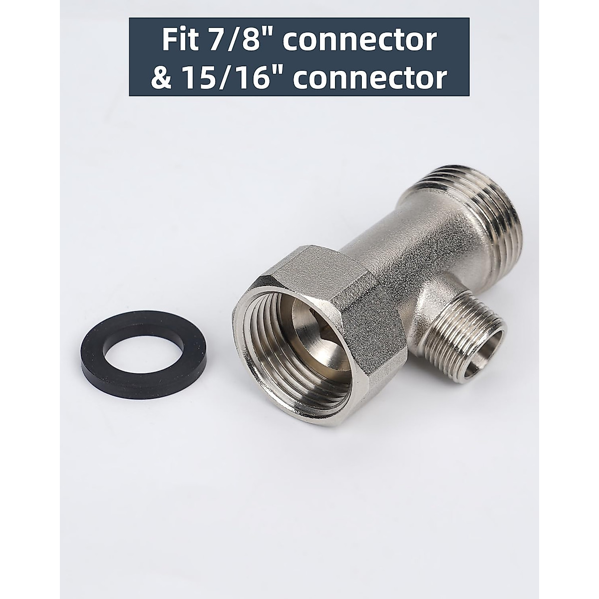 Hibbent Bidet T Adapter, Metal T Valve for Bidet(7/8” x 7/8” x 3/8”), 3 Way Tee Connector Bidet Attachment for Toilet