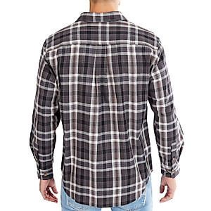 Smith's Workwear Men's Plaid Pocket Flannel Button-Up Shirt, Charcoal-445, XL