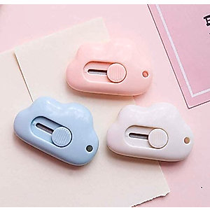 JQYXSS 3 Pcs Cloud Shaped Mini Art Utility Knives Box Cutter Retractable Letter OpenerPortable, Suitable for Cutting Envelopes