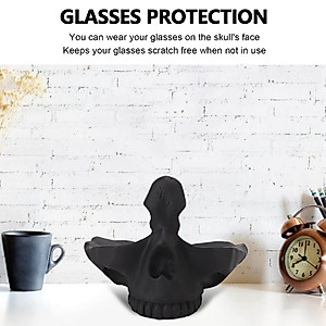 Statue Glasses Holder, Skull Glasses Stand Resin Scratch Resistant with Storage Tray for Home