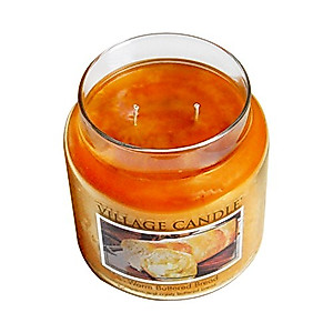Village Candle Warm Buttered Bread Large Glass Apothecary Jar Scented Candle, 21.25 oz, Brown