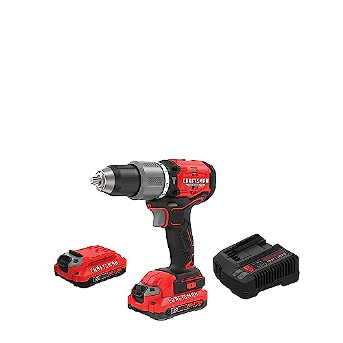 CRAFTSMAN V20 Cordless Hammer Drill Kit, 1/2 inch, 2 Batteries and Charger Included (CMCD732D2)