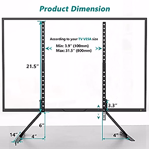 WALI Universal TV Stand Tabletop, for Most 22 to 65 inch LCD Flat Screen TV, VESA up to 800 by 500mm (TVS001), Black