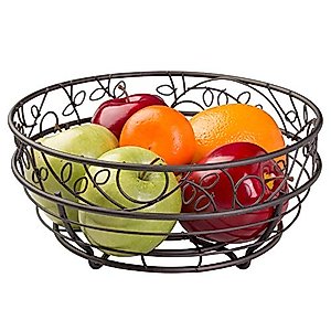 iDesign Twigz Wire Fruit Bowl Centerpiece for Kitchen and Dining Room Countertops, Tables, Buffets, Refrigerators, Bronze