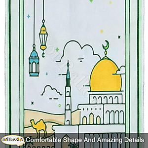 Egyptian Prayer Rug Muslim Carpet Mat Islamic Childrens Salat Small Kids Janamaz Sajda Rugs Sajadah Namaz Child Toddler Mosque Mini Praying Musallah Salah Gebetsteppich Masged Ramadan (Light Green)