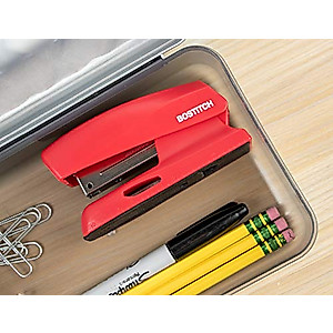 Bostitch Office 20 Sheet Mini Stapler with 210 Staples, Fits into the Palm of Your Hand, Red