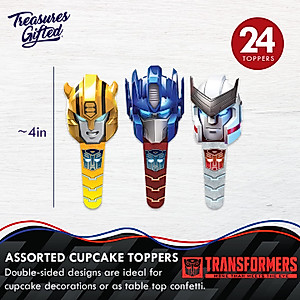 Treasures Gifted Officially Licensed Transformers Cake Decorations Set - (24) Transformers Cupcake Toppers & Wrappers - (1) Transformers Cake Topper - Transformers Birthday Party Supplies