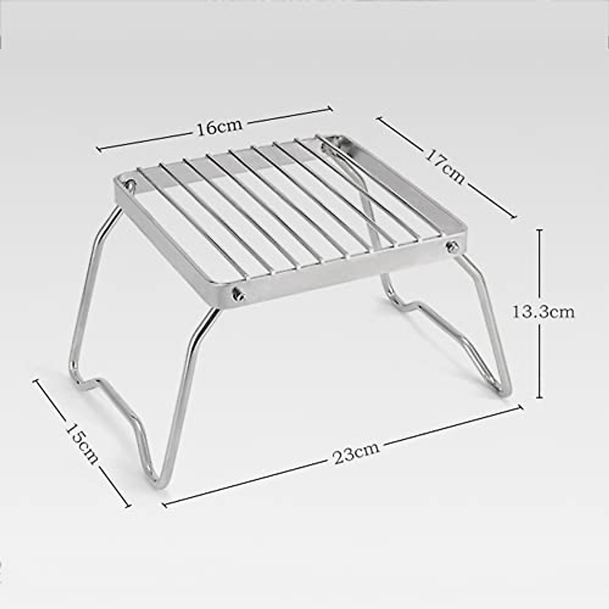 Outdoor Camping Portable Folding Burner Stove Stand Bracket, Folding Campfire Grill, Stainless Steel Cooking Grate with Adjustable Legs, BBQ Grill Holder for Camping Hiking Backpacking Striped