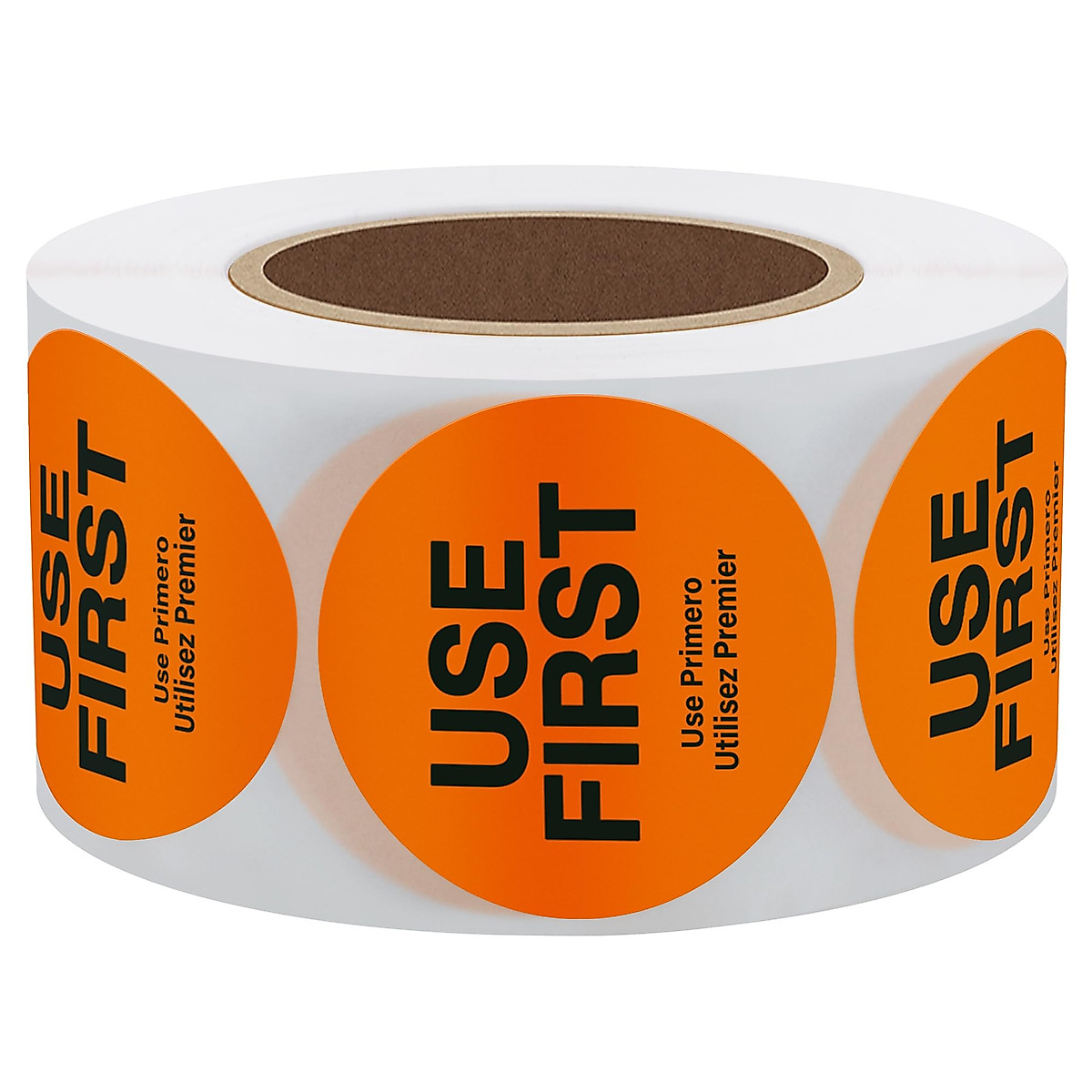 Hybsk USE First Stickers Restaurant Food Service FIFO Label 1.5 Inch Total 500 Labels Per Roll (Orange)