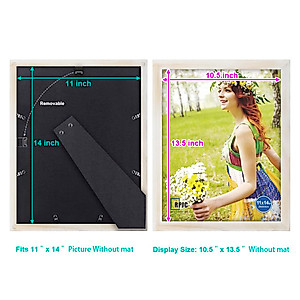 RPJC 11x14 inch Photo Frame Made of Solid Wood High Definition Glass Display Pictures for Wall Mounting Picture Frame with Stand Rustic White