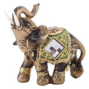 Green Elephant Lucky Feng Shui Statue Sculpture Chinese Feng Shui Wealth Lucky Elephant Figurine for Home Office Decoration Good Lucky Gift(M)