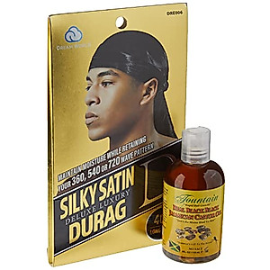 Fountain Real Black Black Jamaican Castor Oil - Beard Growth Oil - Mustache Growth - Beard Thickener - Hair Oil For Men - Luxury Satin Durag - 4 Oz