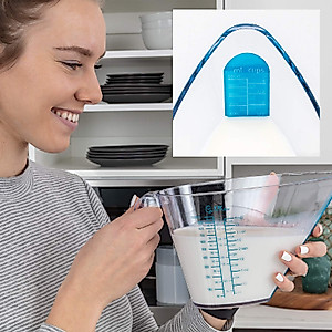 4-Piece Angled Liquid Measuring Cups Plastic Set - Mini Oz, 1, 2 and 4 Plastic Measuring Cup Sizes - Plastic Measuring Cups For Liquids with ML & Cups Measures - KPKitchen Small & Large Measure Cup