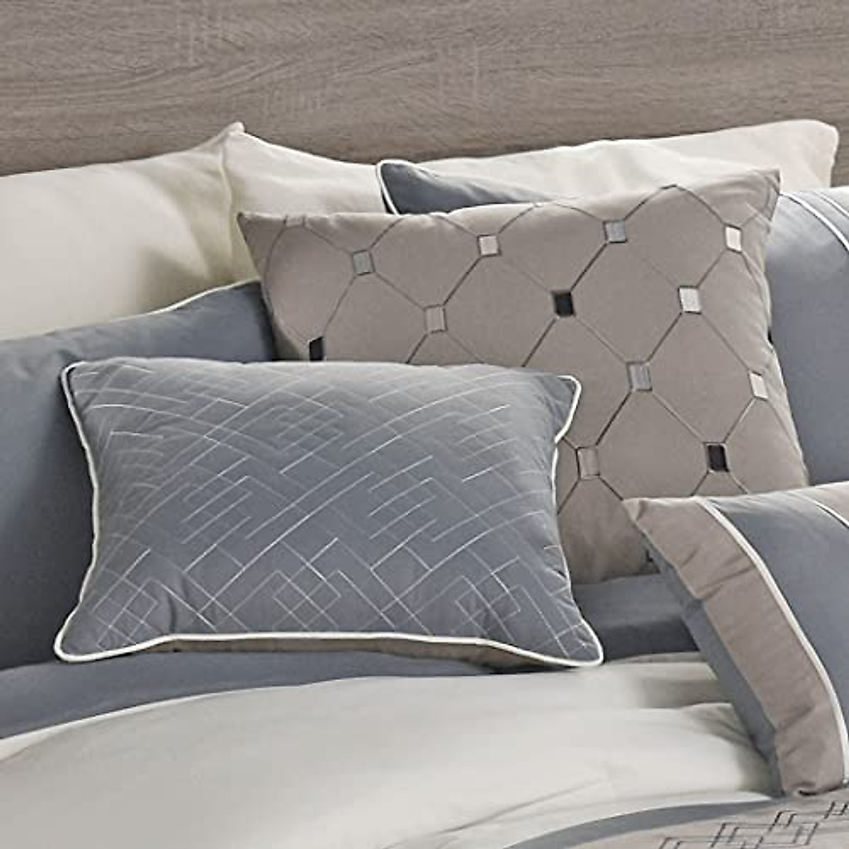 Riverbrook Home Country Manor Comforter Set, King, Beren - Blue/Tan/Ivory, 7 Piece Set