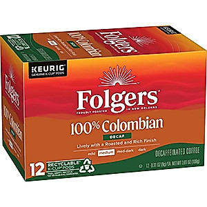 Folgers Colombian Decaf Medium Roast Coffee, 12 Keurig K-Cup Pods