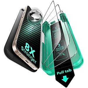 ESR 3 Pack 9H+ Glass for iPhone 16 Pro Max Screen Protector, [Military Grade Shatterproof & Longest Durable] Armorite Ultra-tough Tempered Glass with UltraFit Tray