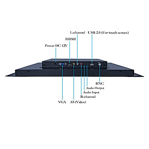 iChawk 19'' inch PC Monitor 1440x900 16:10 Widescreen HDMI-in USB Mteal Case Embedded Open Frame Wall-Mounted Industrial 4 Wires Resistive Touch LCD Screen Display with Built-in Speaker K190MT-592R