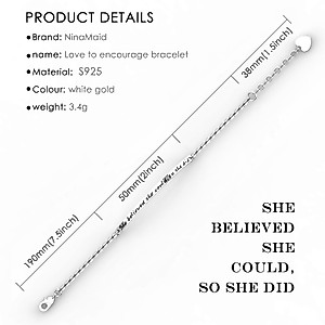 NINAMAID “She believed she could so she did” Engraved 925 Sterling Silver Inspirational Bangle Bracelets