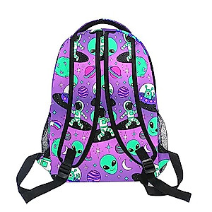 Backpack for Girl, Cute Astronauts and Alien in Space School Bookbag for Kids Elementary 3rd 4th 5th Grade