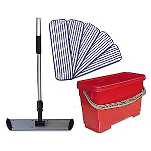 Premium Floor Wax Application Kit with 5 Microfiber Pads, Telescopic Handle, and Recharging Bucket