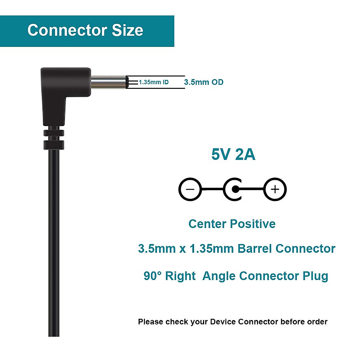 5V 2A AC Power Adapter with 3.5mm x 1.35mm Connector Plug, Wall Charger Power Adaptor for Tablets, Wireless Router, Switches, USB Hubs, Android TV Box, CCTV IP Security Cameras, LED Strip Lights (1)