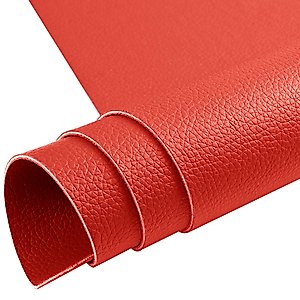HGUAN Double Sided Faux Leather Sheets 7.9"X26.5",Used to Make Leather Earrings, Hair Bows, Sewing and Different DIY Projects (Red)
