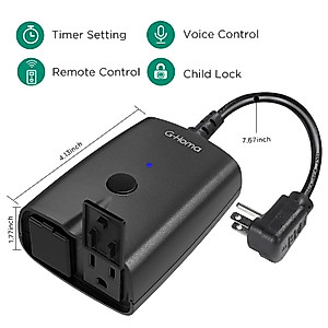 G-Homa Outdoor Smart Plug Waterproof, Wi-Fi 15A Plugs with 2 Sockets, Smart Outlet Work with Alexa and Google Home, No Hub Required, FCC&CSA Certified, 2.4GHz WiFi Only