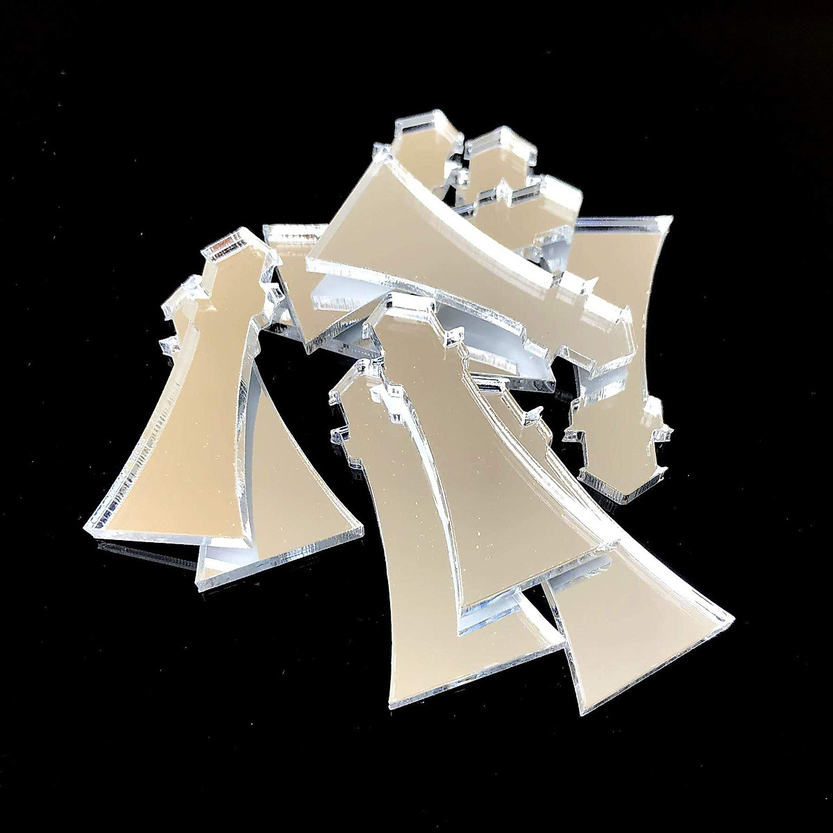 Super Cool Creations Lighthouse Shaped Crafting Mirrors, Set of 10, Many Colours, Shatterproof Acrylic, Purple, Pack of 10 x 5cm