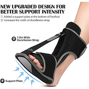 WXY Foot Brace with Support Plate - Dorsal Night Splint for Plantar Fasciitis Women Men - Plantar Fasciitis Relief Achilles Tendonitis Foot Drop Heel Pain Black