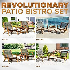 IDZO Reclining Design Heavy Duty 400lbs Capacity Patio Bistro Set 3 Piece Outdoor
