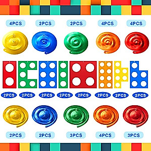 Hoteam 30 Pcs Building Blocks Party Favors Building Blocks Hanging Swirl Decoration Building Theme Hanging Swirls, 16 Building Block Cutouts with Single Hanging Swirls and 14 Double Hanging Swirls