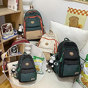 srdmuph Kawaii Backpack with Cute Accessories Pendant Travel Casual Daypack Large Outdoor Laptop Bag Waterproof (Black)