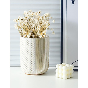 Seyatoo Kitchen Utensil Holder for Countertop, Ceramic Utensil Holder with Cork Mat, Utensil Crocks, Kitchen Tool Holder, Cooking Utensil Holder Organizer for Spatula, White